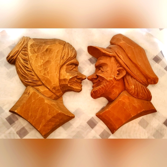 Art | Vintage Hand Wood Carvings Folk Art Artist Signed | Poshmark